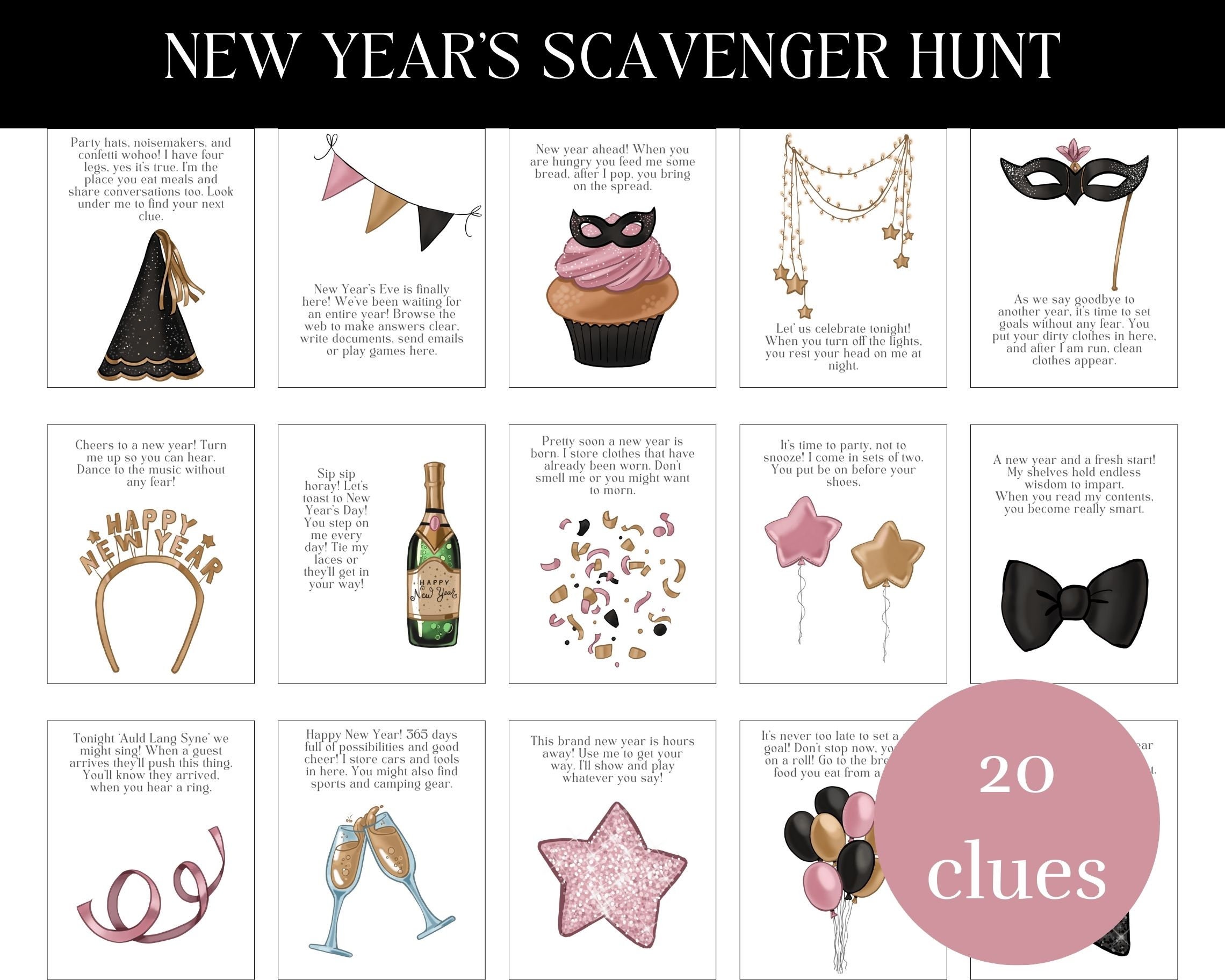 New Year's Eve Scavenger Hunt for Kids: Treasure Hunt Game (digital ...