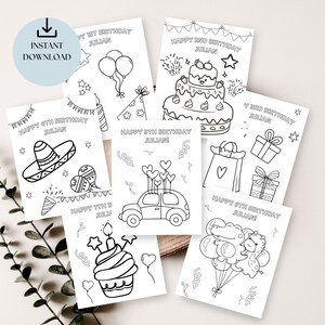 Editable Kids Birthday Coloring Pages: Printable Party Activity (PDF ...