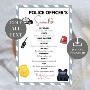 Police Officer Survival Kit Tag: First Responder Gift (PDF) - Etsy
