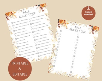 Fall Dating Bucket List for Couples, Fall Bucket List Printable, Autumn ...