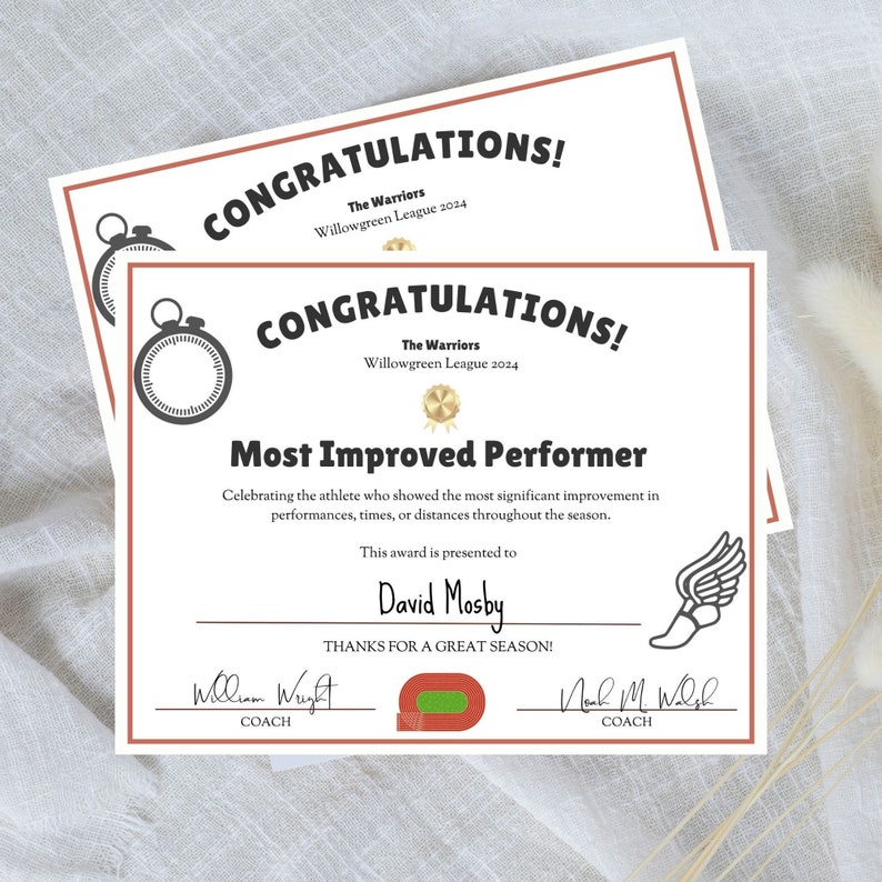 Track and Field Award Certificate, Ceremony, Athlete Sports Certificate ...