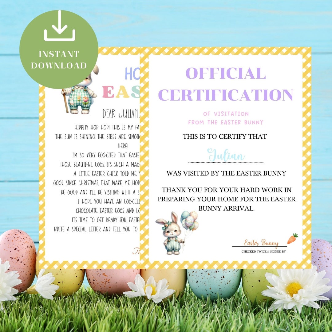 Editable Letter From Easter Bunny, Certificate & Envelope. Editable ...