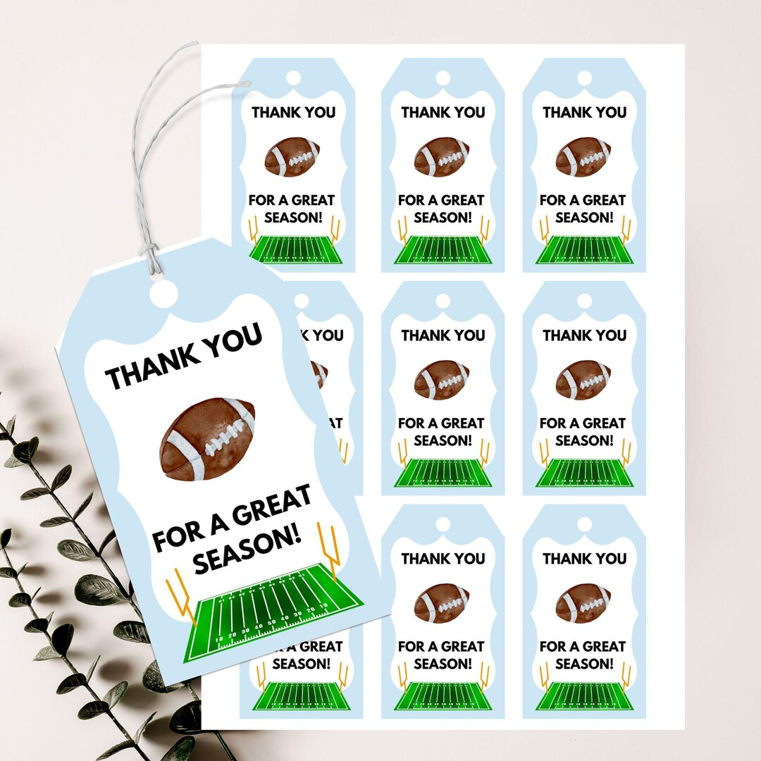 Football Team Thank You Gift Tags: End of Season Printables (PDF) - Etsy