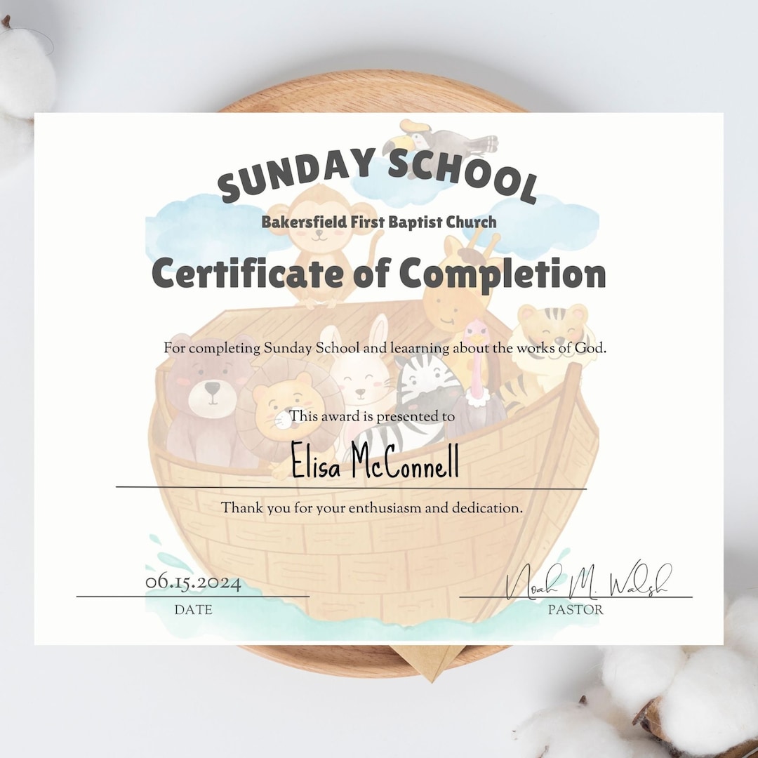 Editable Sunday School Certificate: Vacation Bible School Diploma ...