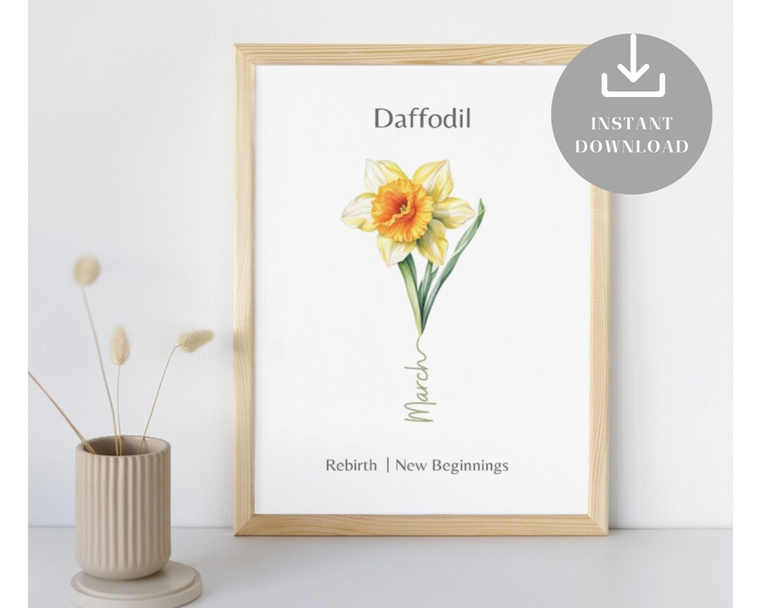 March Birth Month Flower Printable Wall Art, Daffodil Meaning ...