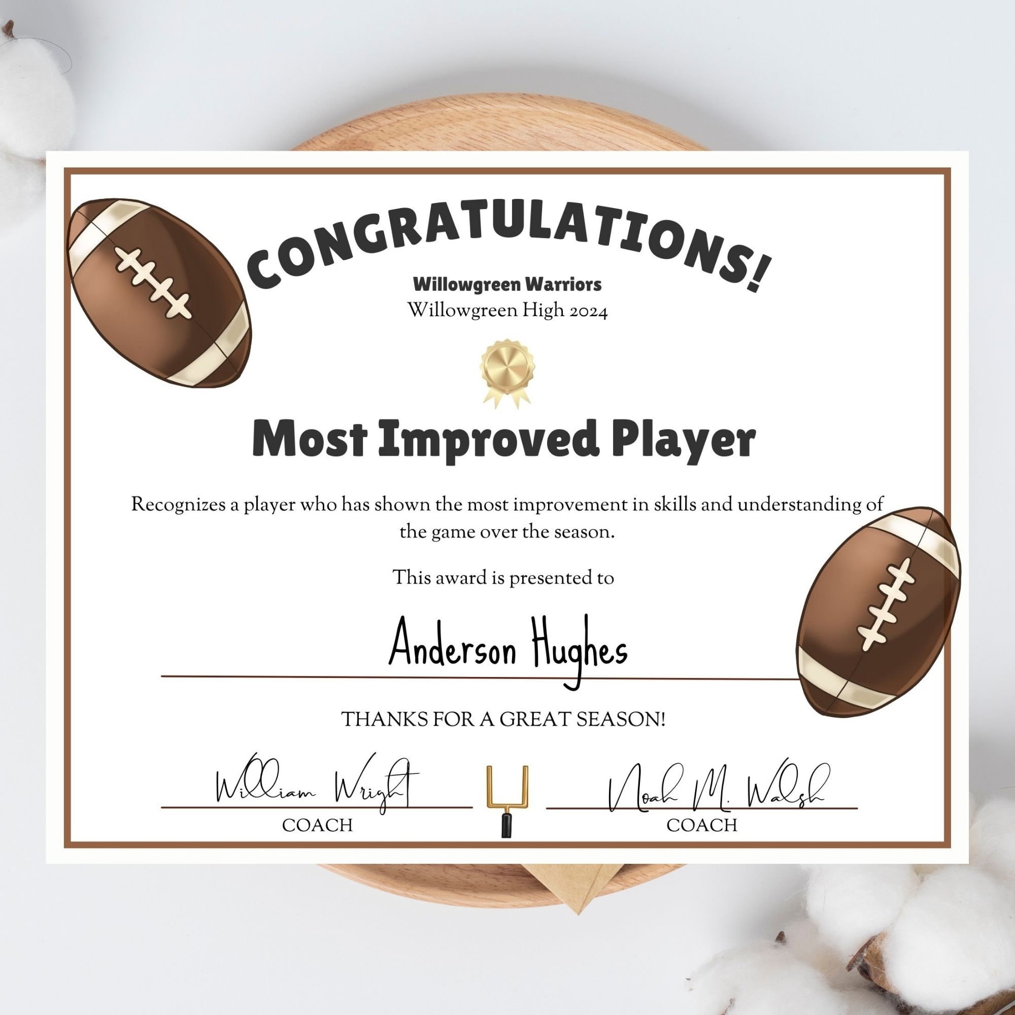 Editable Football Award Certificates, Award Ceremony Certificates, End ...