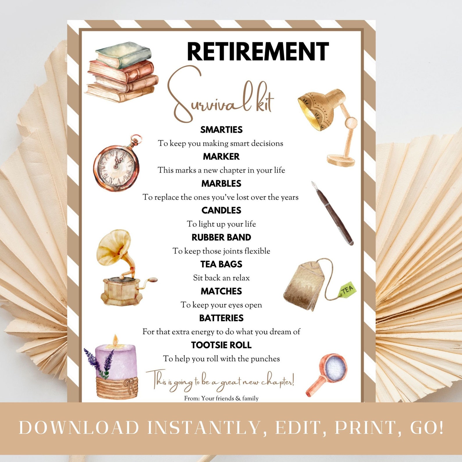 Retirement Survival Kit Card: Fun Farewell Gift (editable PDF) - Etsy