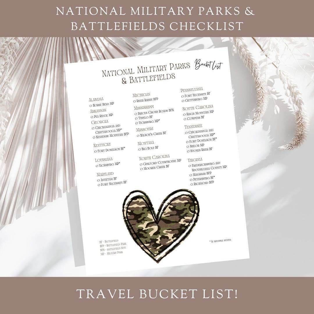 USA National Military Parks & Battlefields Checklist, Travel Bucket ...