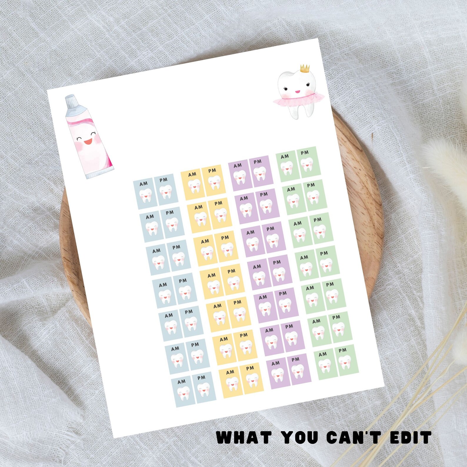 Brush Your Teeth Reward Chart, Printable Editable Daily Checklist for ...