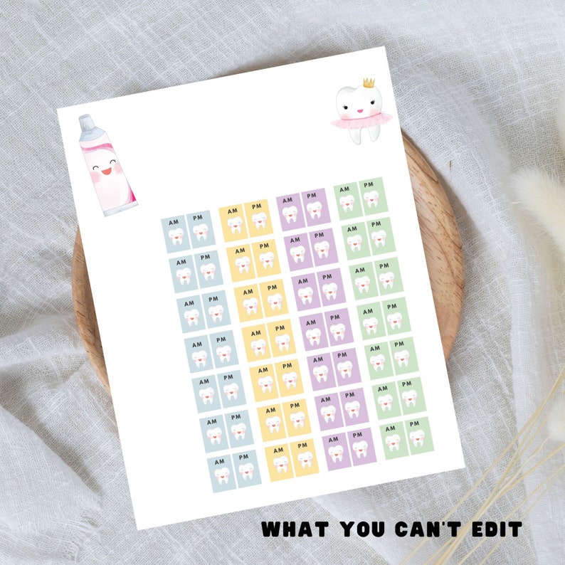 Brush Your Teeth Reward Chart, Printable Editable Daily Checklist for ...