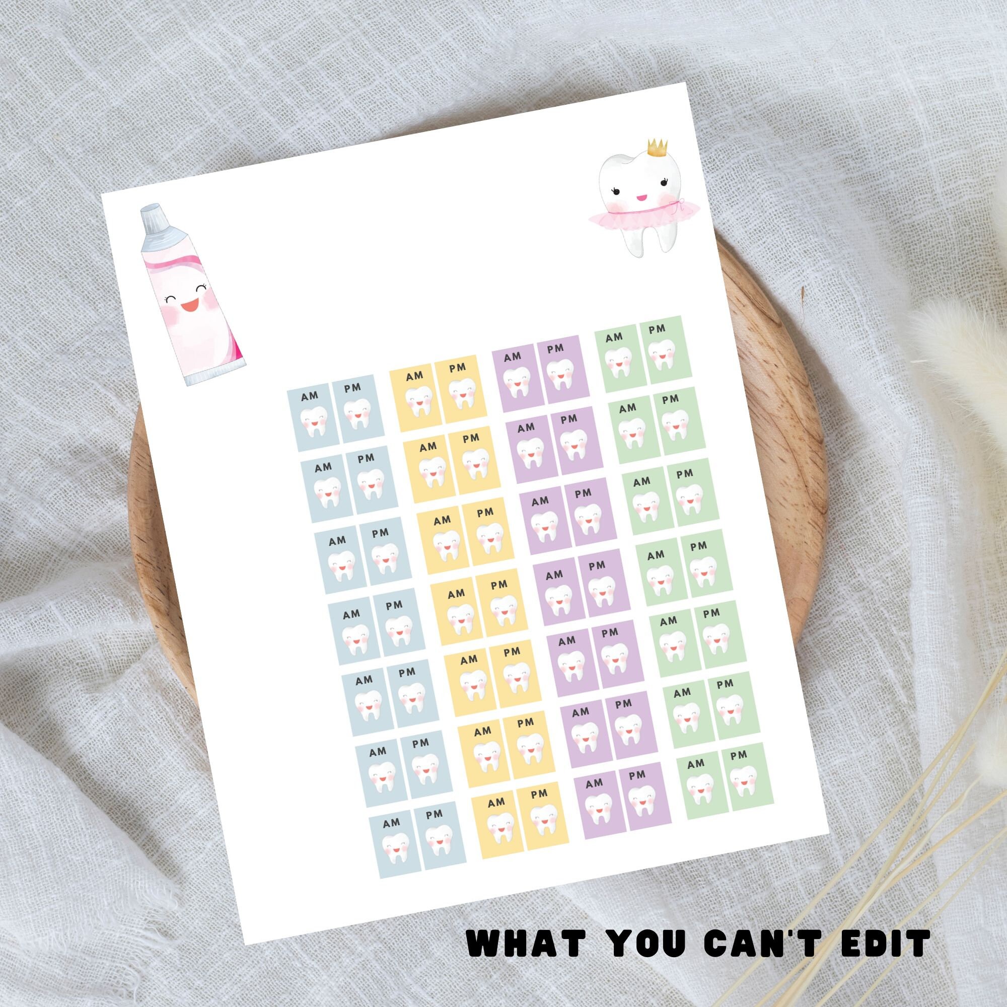 Brush Your Teeth Reward Chart, Printable Editable Daily Checklist for ...