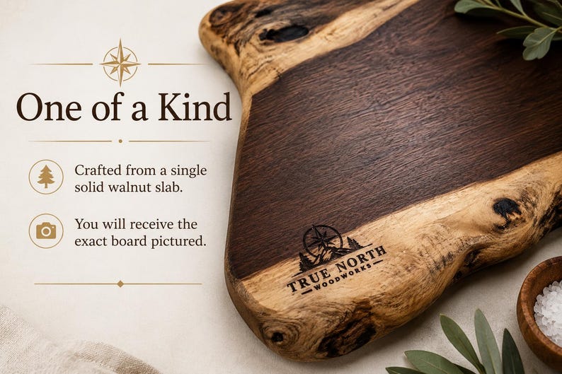 Walnut Cutting Board, Live Edge Walnut Board, Handmade Kitchen Board ...