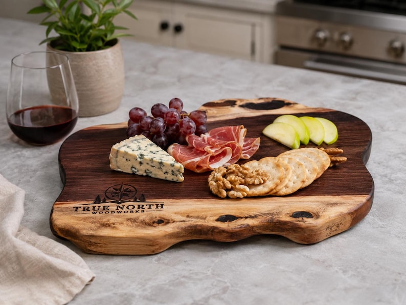 Walnut Cutting Board, Live Edge Walnut Board, Handmade Kitchen Board ...