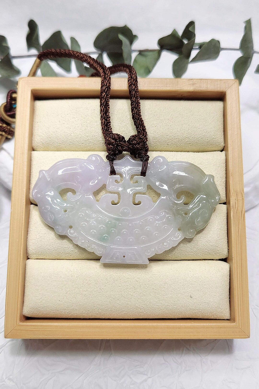 Large Chun Cai (春彩) Traditional Carving Pendant -authentic Grade A ...