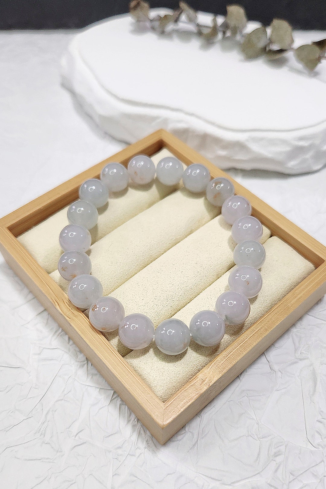 Clear With Gui Hua (桂花) 10mm Beads Bracelet- Authentic Grade A Burmese ...