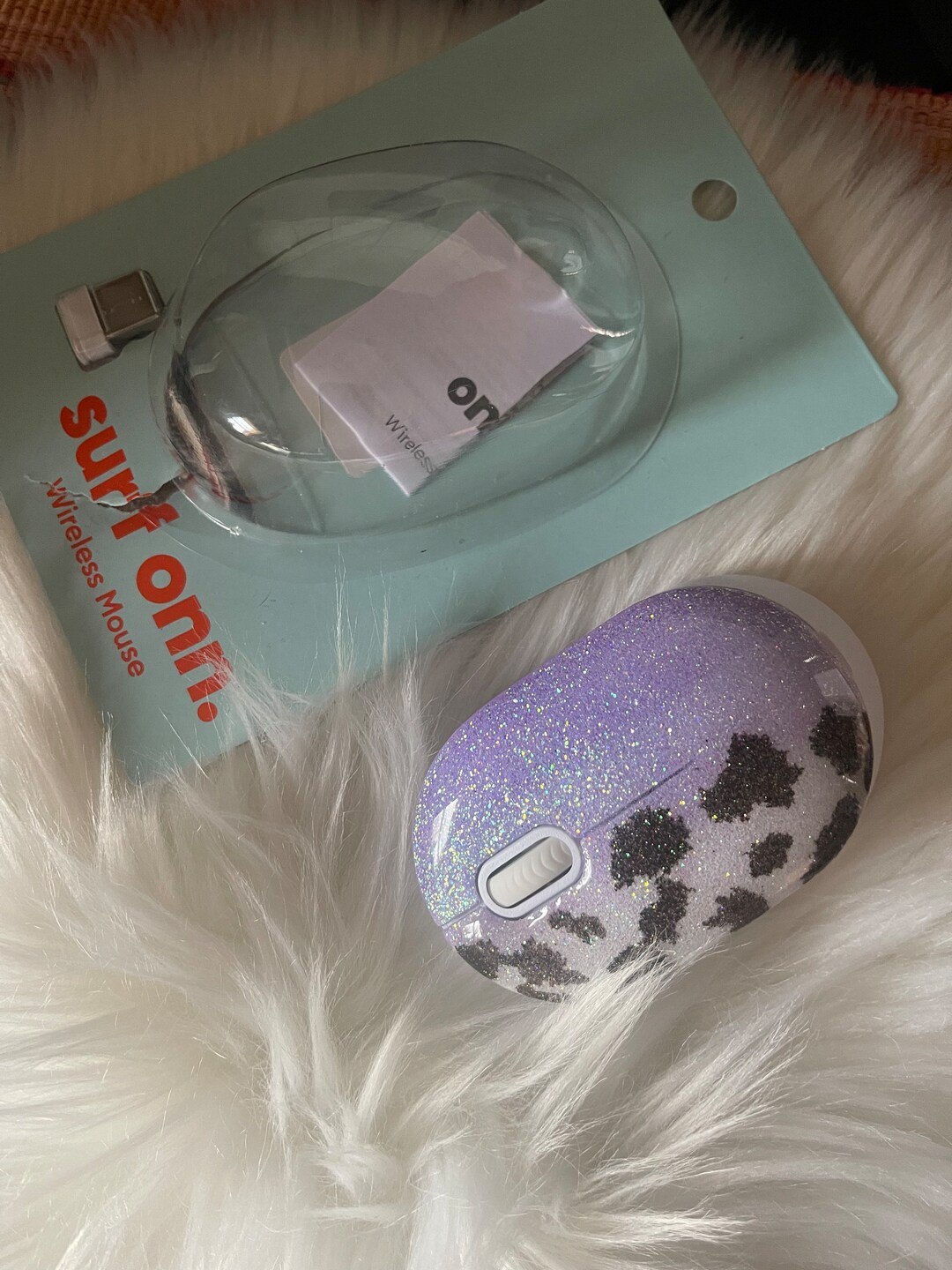 Surf Onn Wireless Glitter Epoxy Cow Print Mouse - Etsy