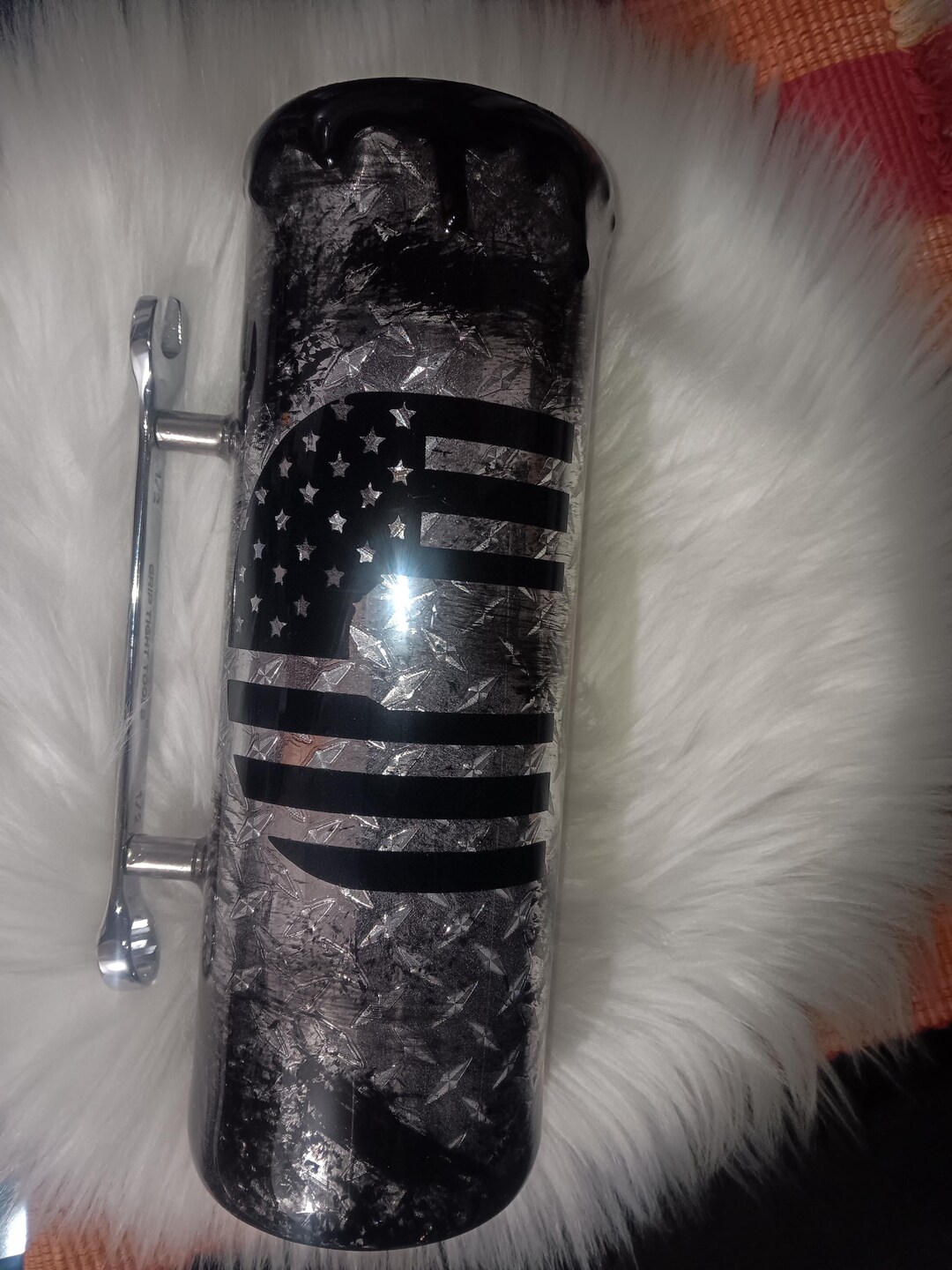 Grungy Diesel Trucker Wrench Handle Epoxy Tumbler With Oil Drips choose ...