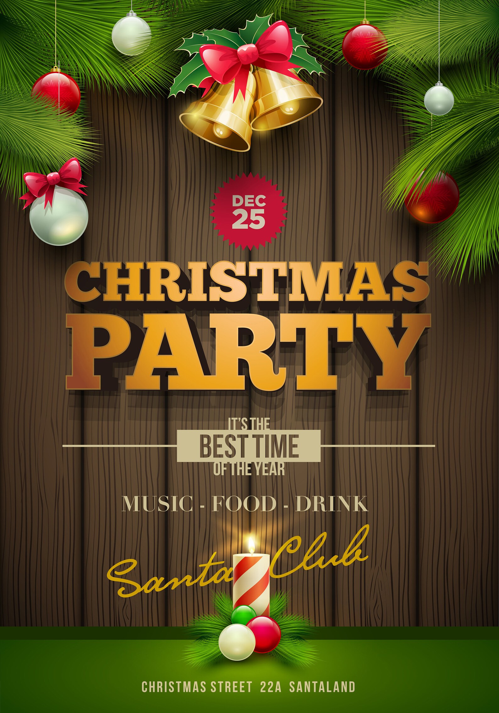 Digital Printable Vector Illustration of Christmas Posters With Ticket ...