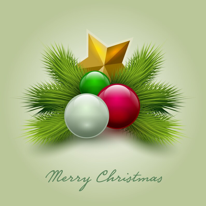 5 Vector Illustration of Christmas Card. Vector Ornament Object ...