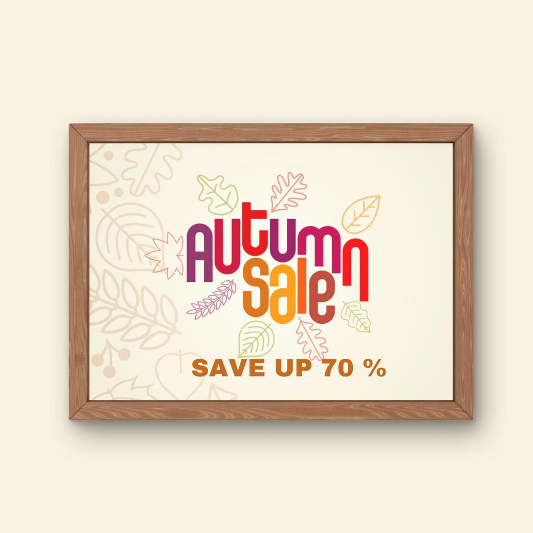 8 Digitally Printable, Editable Fall Sale Vector Illustrations Made off ...