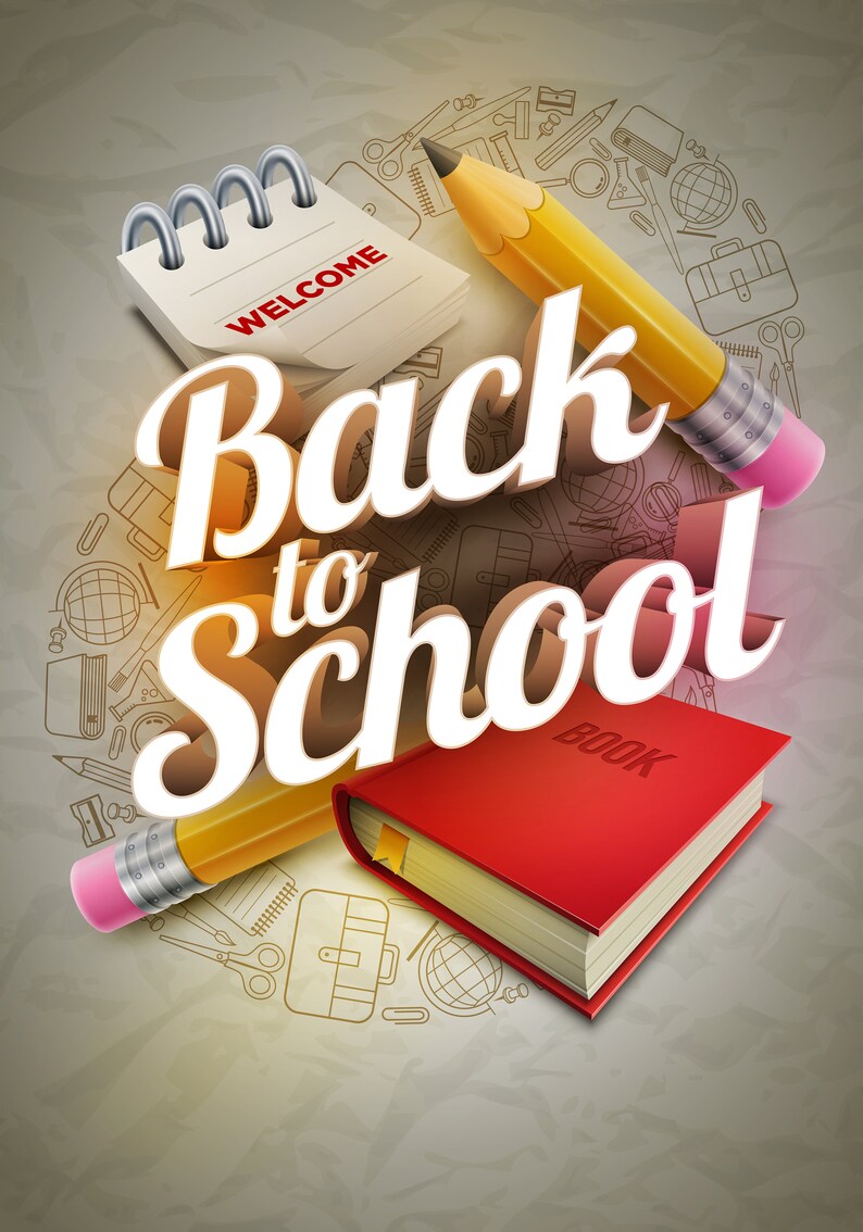 Digital Printable Vector Multicolored back to School Text. Welcome Back ...