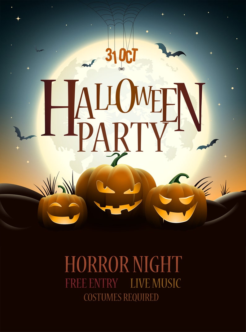 5 Digital Printable Posters With Creepy Halloween Midnight ...