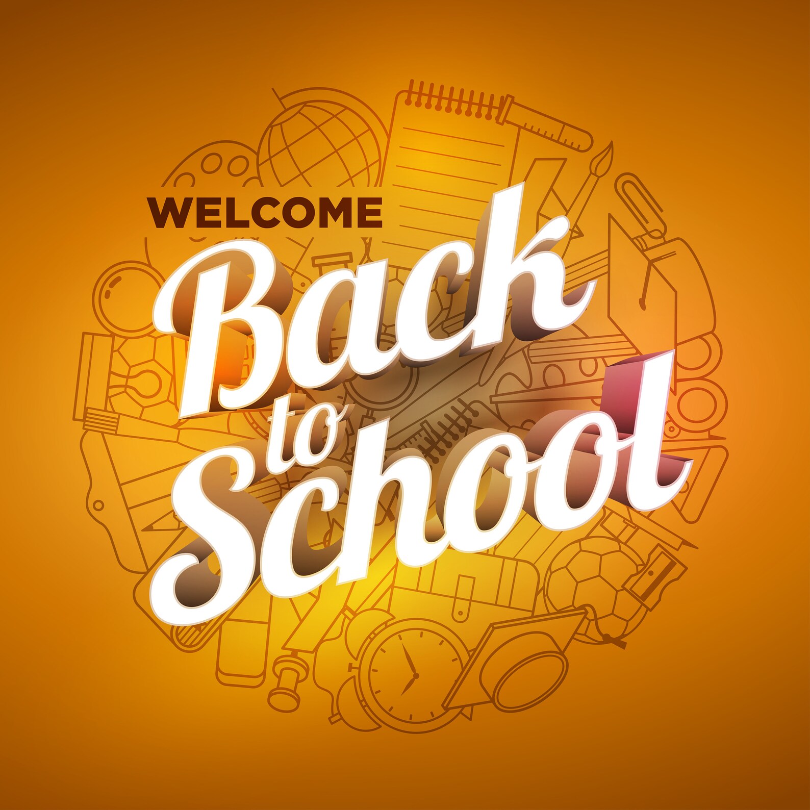 Digital Printable Vector Multicolored back to School Text. Welcome Back ...