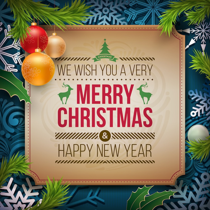 9 Digital Printable Illustrations of Christmas Cards, Sticker or ...