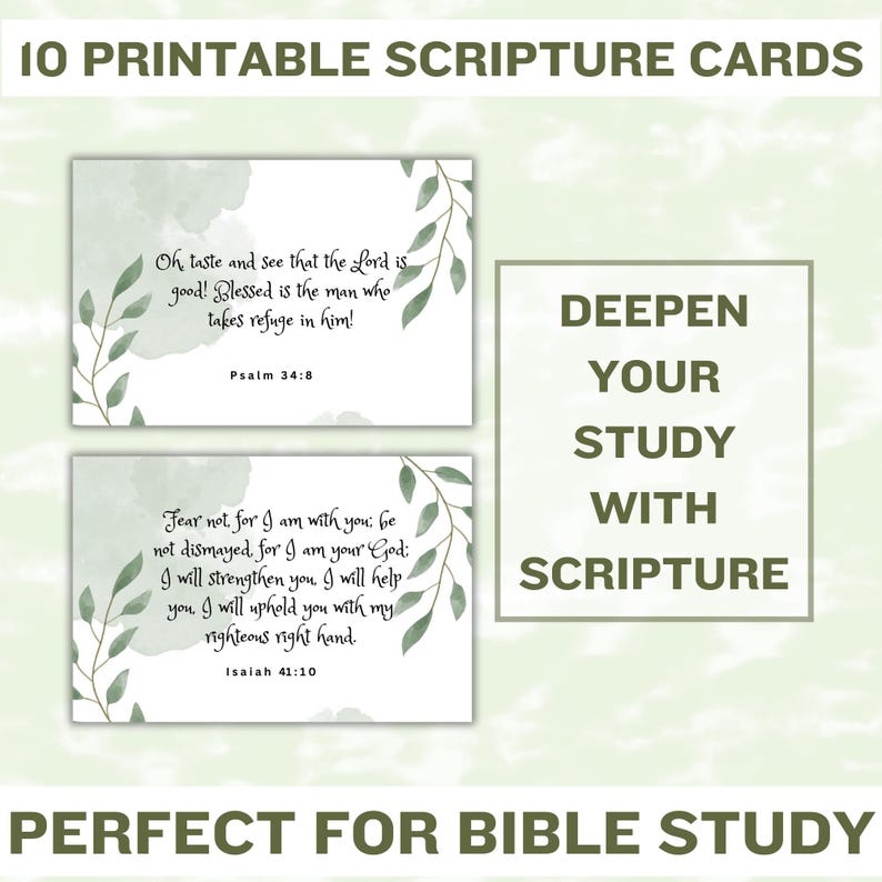 Scripture Cards: Uplifting Bible Verse Cards (digital Printable) - Etsy