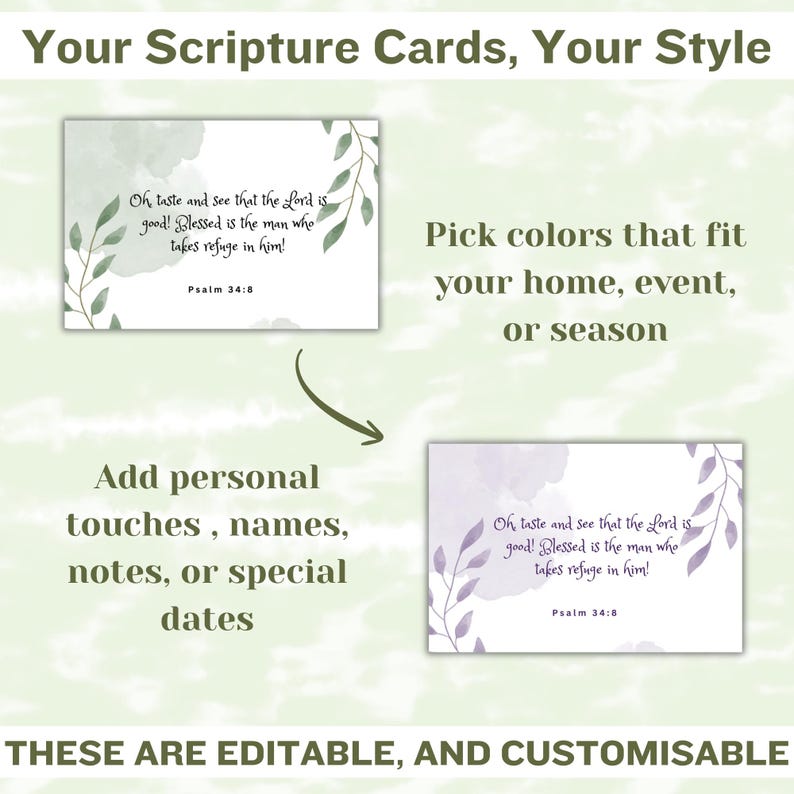 Scripture Cards: Uplifting Bible Verse Cards (digital Printable) - Etsy
