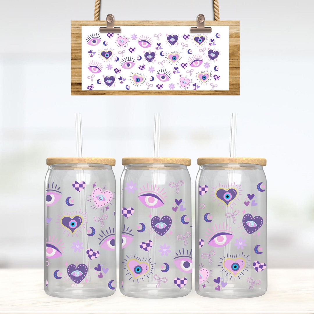 Evil Eye Tumbler Wrap Png Pink Purple Libbey Wraps Checkered Print ...