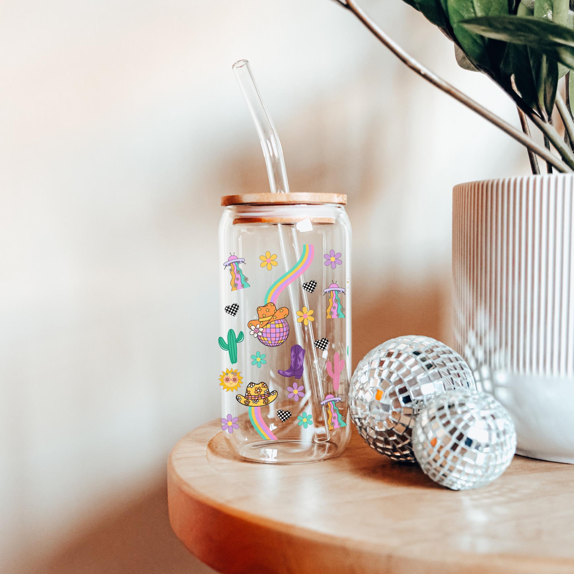 Cosmic Cowgirl Libbey Cup Wrap Retro Western Tumbler Wraps Disco Png ...