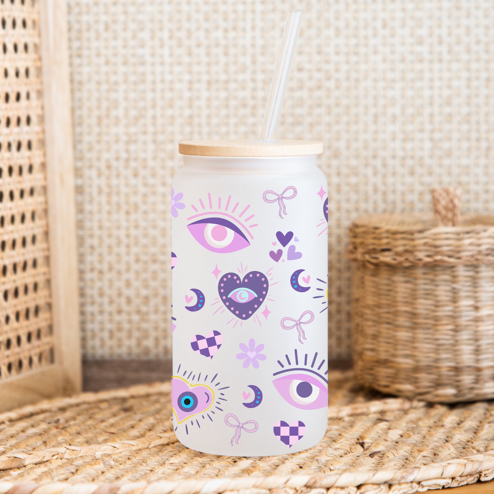 Evil Eye Tumbler Wrap Png Pink Purple Libbey Wraps Checkered Print ...