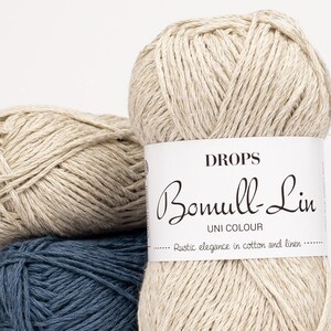 DROPS Bomull-lin, Cotton and Linen Yarn, Natural Yarn Linen, Yarn for ...