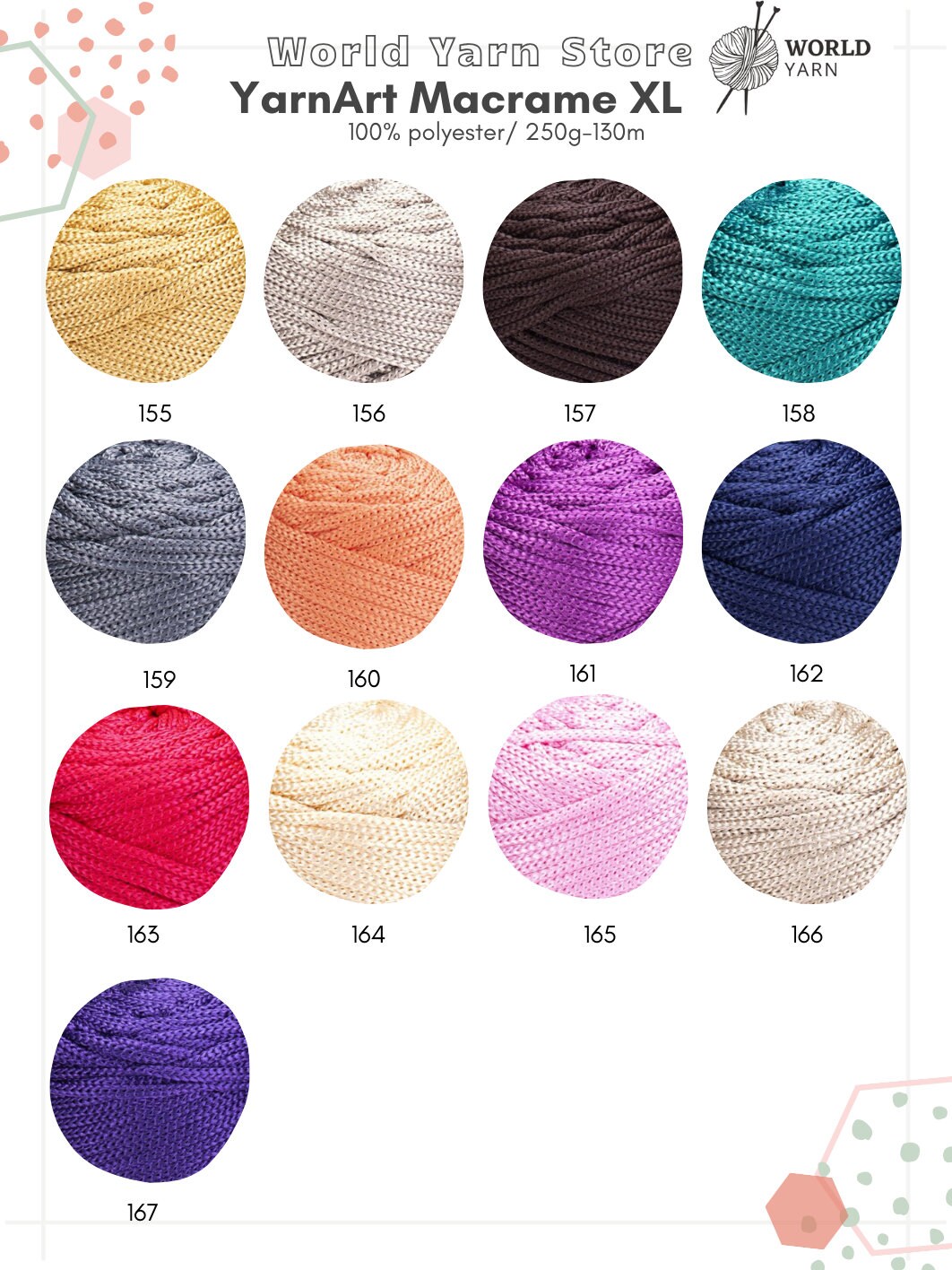 Yarnart Macrame XL Yarn, Polyester Super Bulky Rope, Home Decor Macrame ...