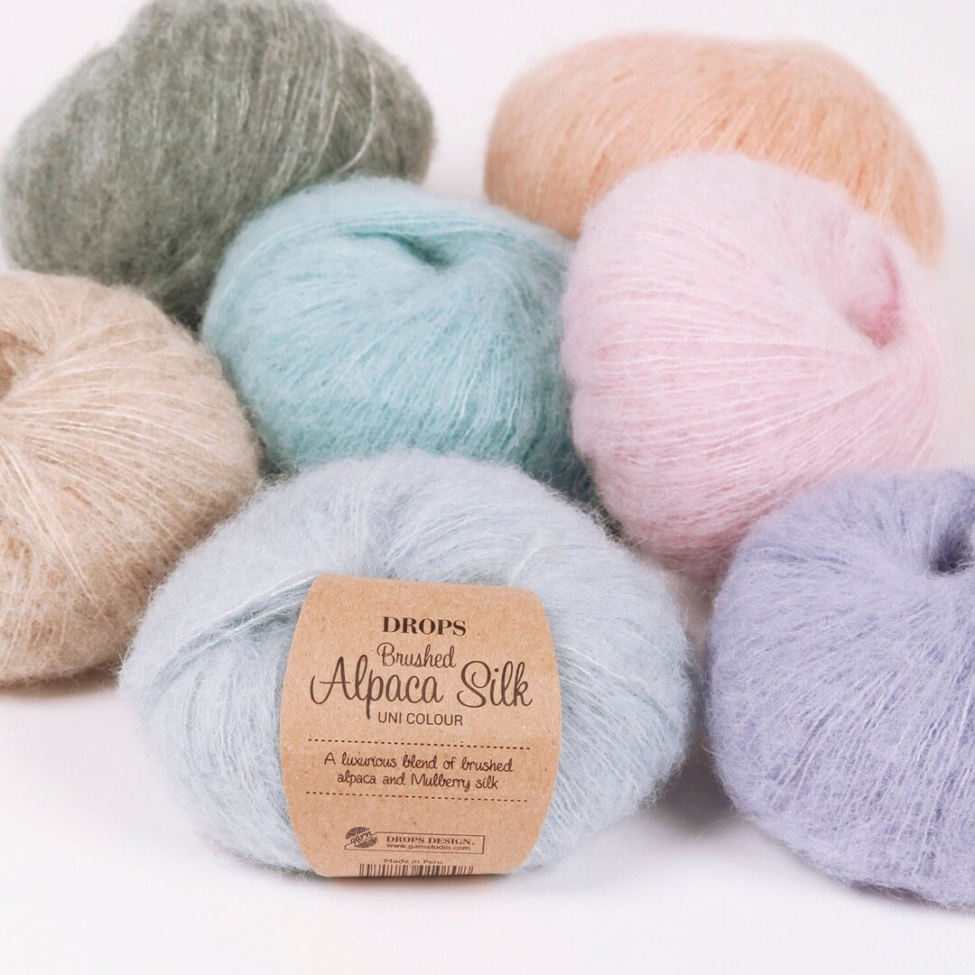 DROPS Brushed Alpaca Silk, Fluffy Yarn, Alpaca and Silk Yarn, Blend ...