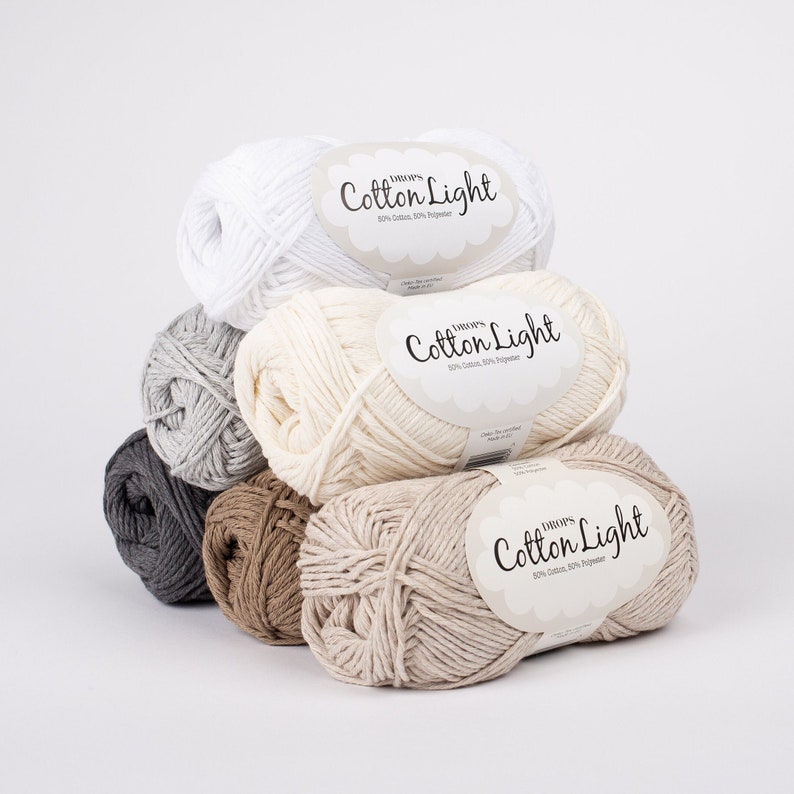 Drops Cotton Light Yarn, Blend Cotton and Polyester Yarn, DK Weight ...