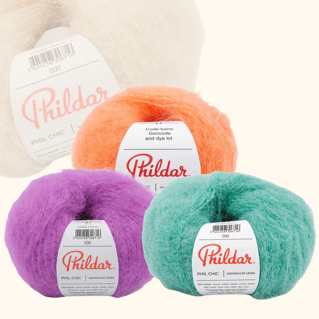 Phildar CHIC Mohair Yarn, Premium Blend Soft Mohair and Wool, 25g ...