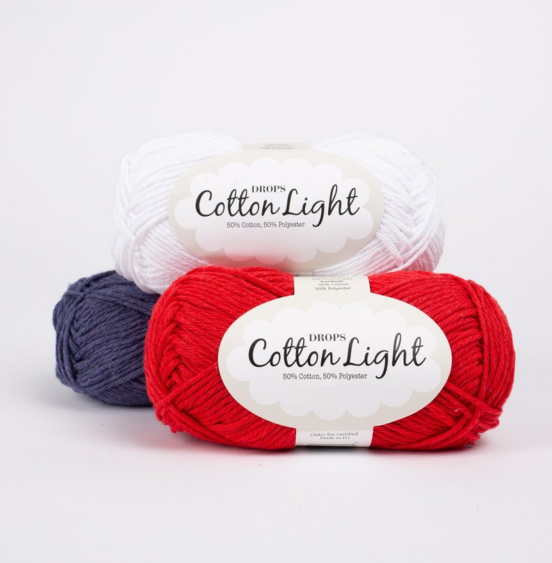 Drops Cotton Light Yarn, Blend Cotton and Polyester Yarn, DK Weight ...