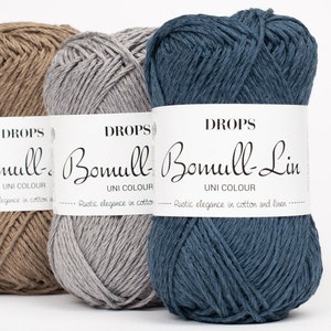 DROPS Bomull-lin, Cotton and Linen Yarn, Natural Yarn Linen, Yarn for ...