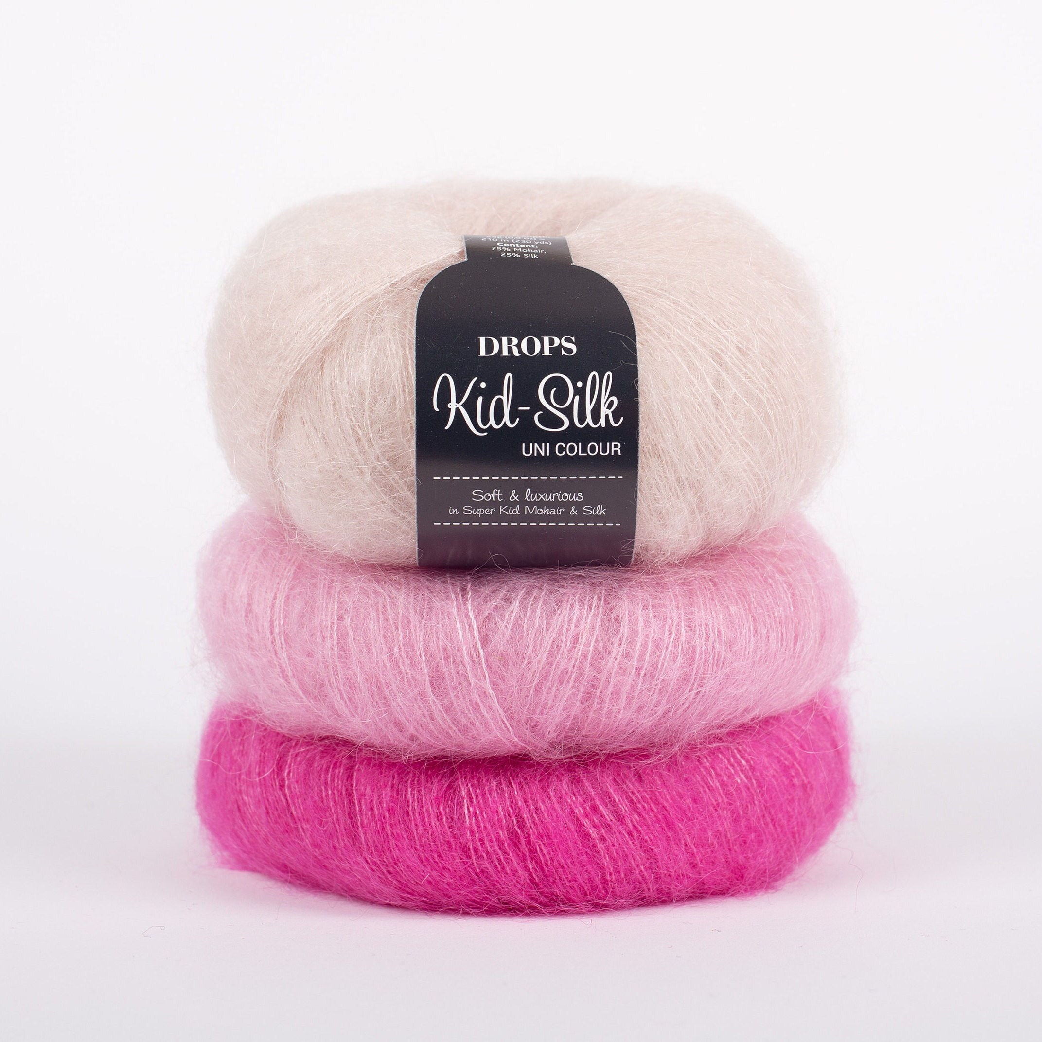 Drops Kid Silk Premium Soft Yarn, Blend Mohair and Silk Yarns, Luxury ...