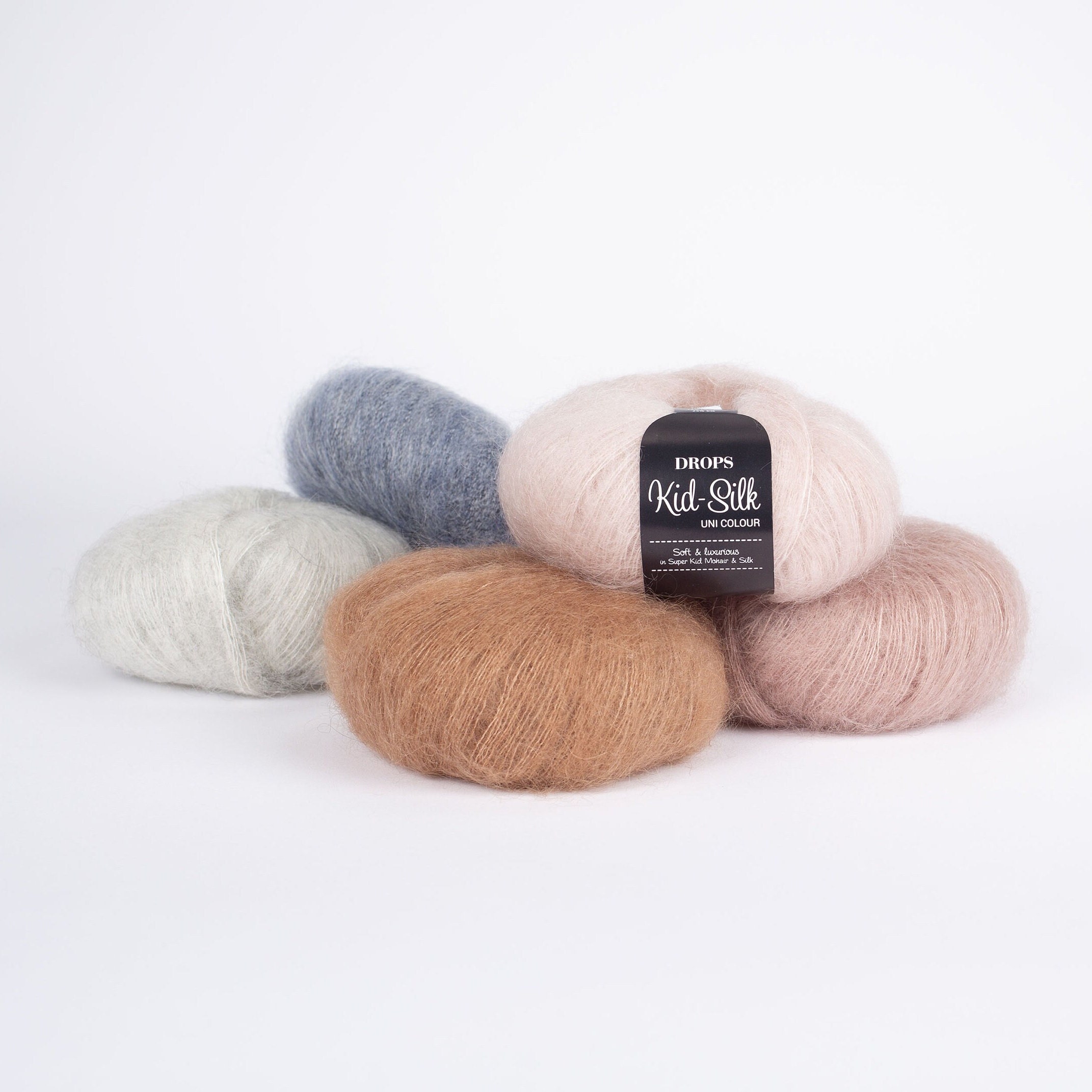 Drops Kid Silk Premium Soft Yarn, Blend Mohair and Silk Yarns, Luxury ...