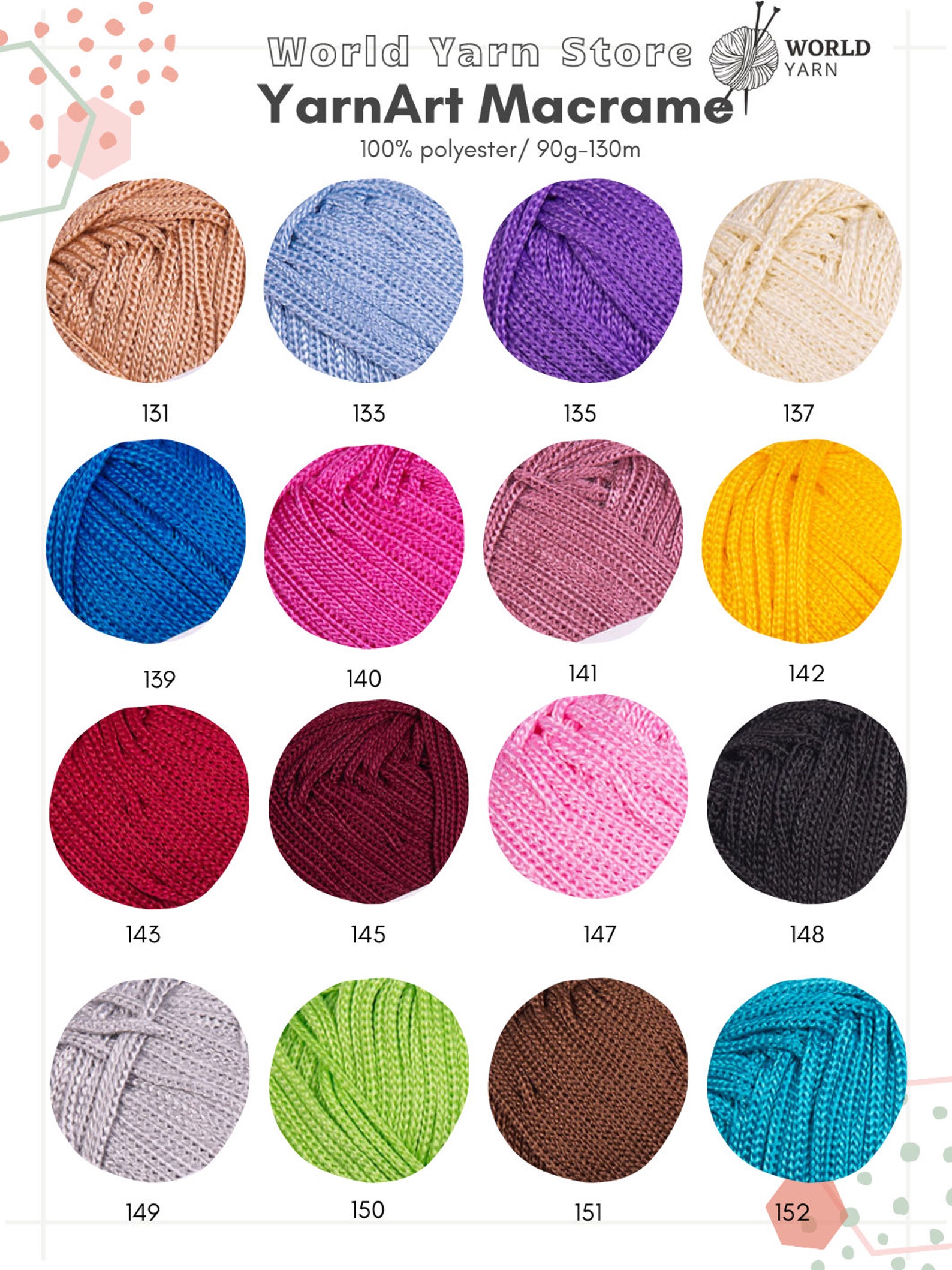 Yarnart Macrame Cord, Macrame Yarn, Polyester Rope, Rugs Yarn, Home ...