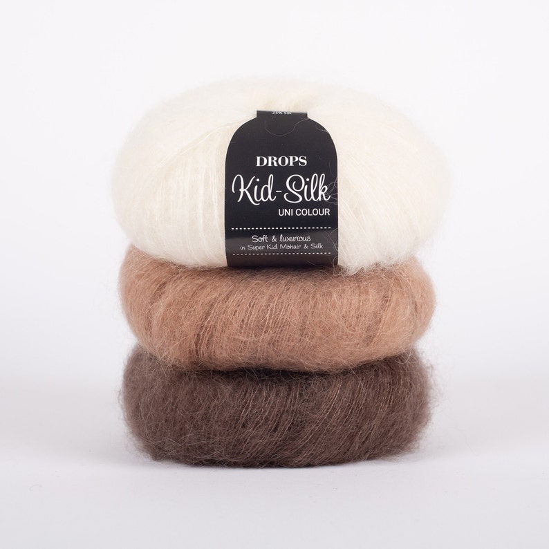 Drops Kid Silk Premium Soft Yarn, Blend Mohair and Silk Yarns, Luxury ...