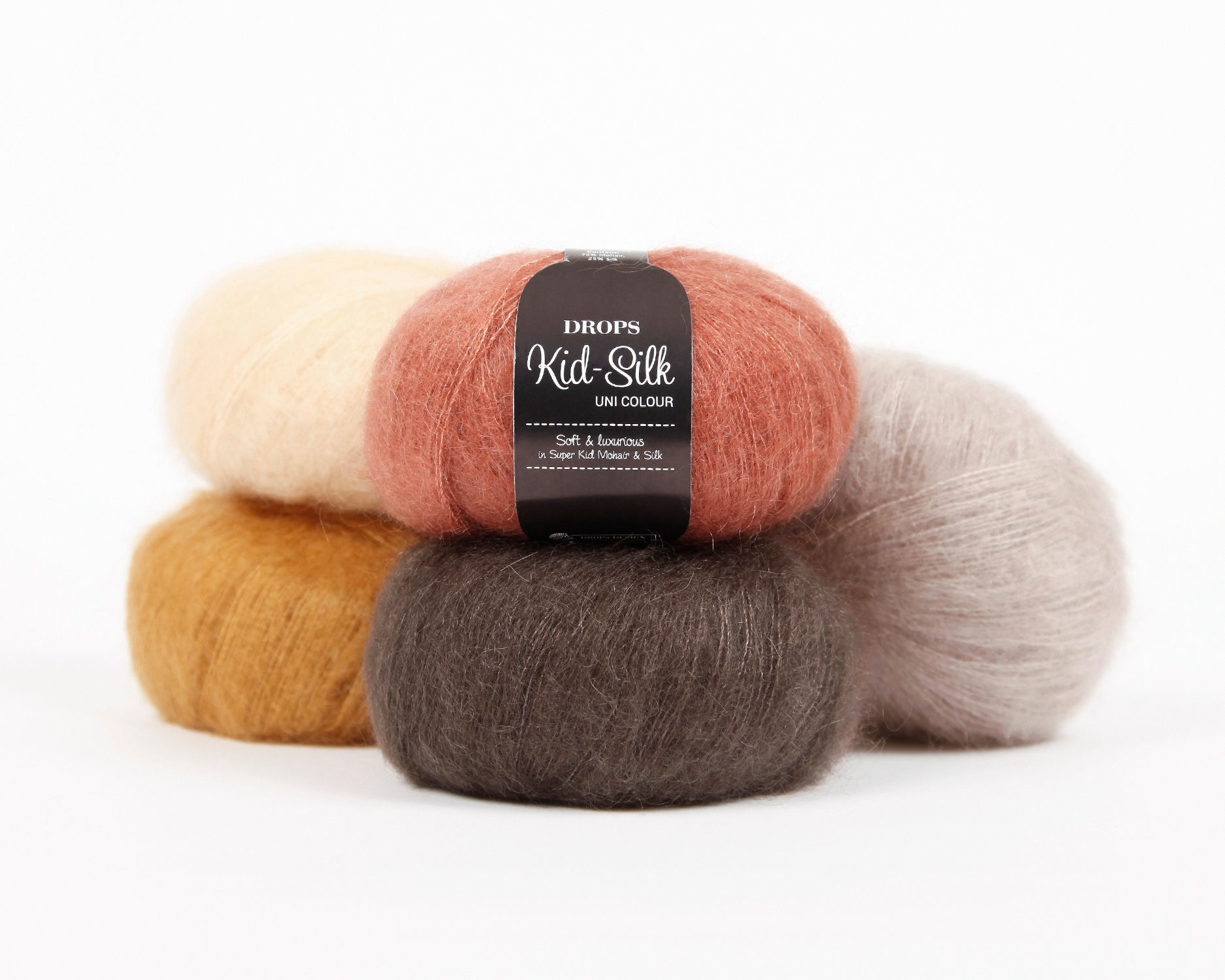 Drops Kid Silk Premium Soft Yarn, Blend Mohair and Silk Yarns, Luxury ...