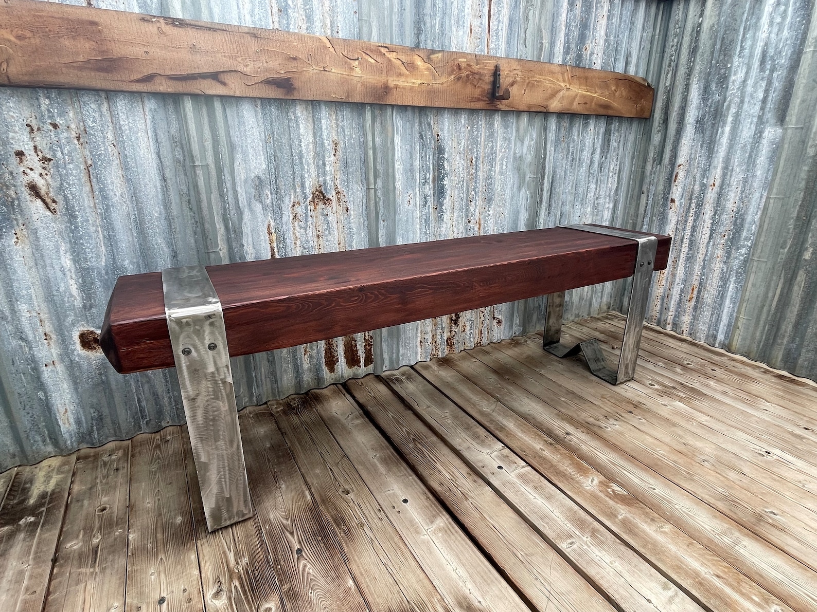 Rustic Bridge Beam Bench W/metal Legs - Etsy