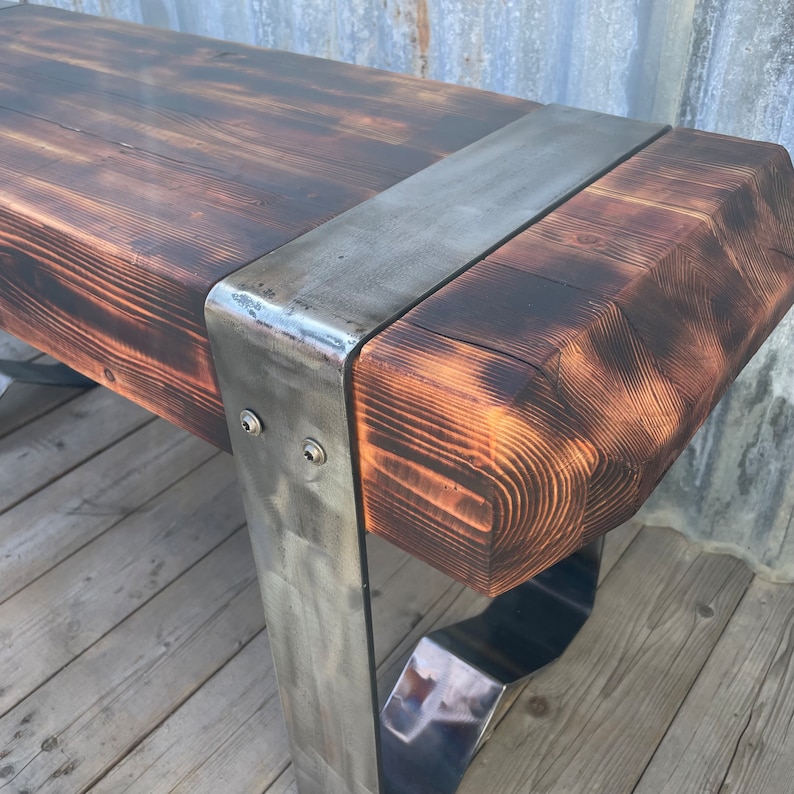 Rustic Bridge Beam Bench W/metal Legs - Etsy