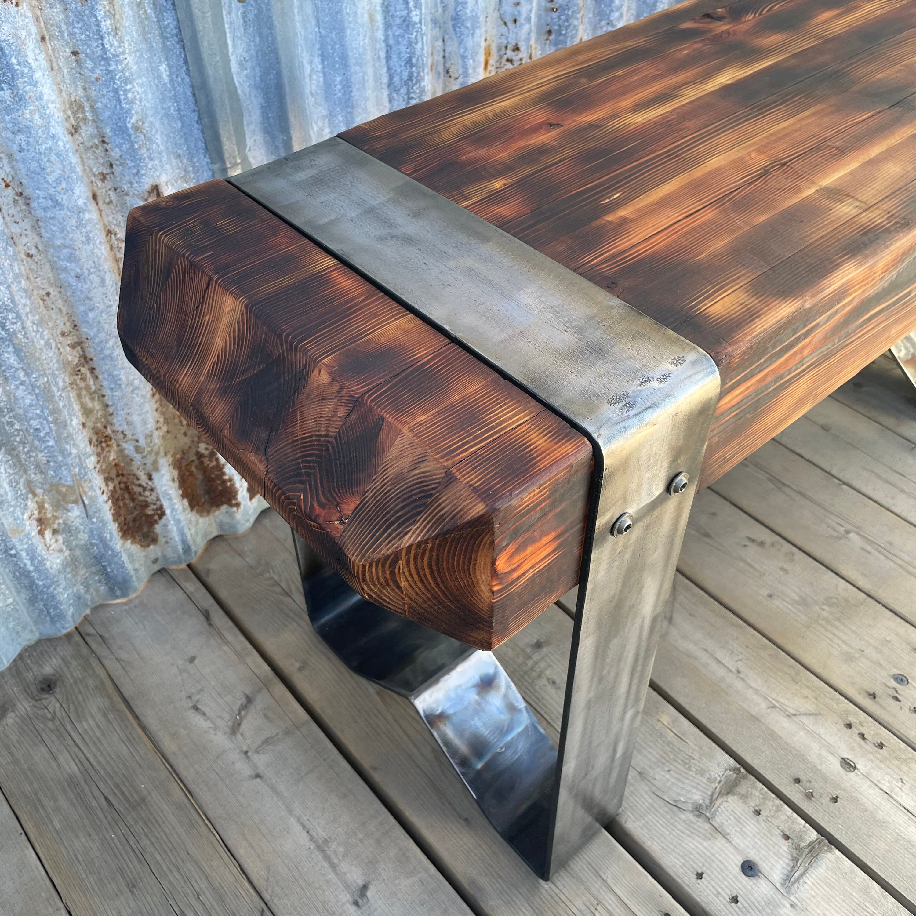 Rustic Bridge Beam Bench W/metal Legs - Etsy