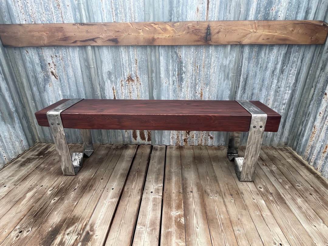 Rustic Bridge Beam Bench W/metal Legs - Etsy