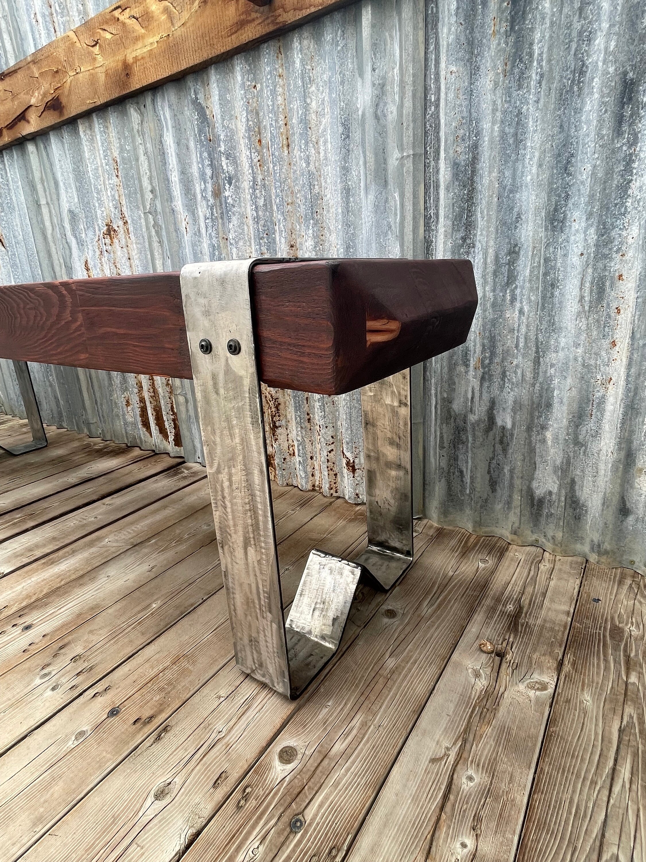 Rustic Bridge Beam Bench W/metal Legs - Etsy